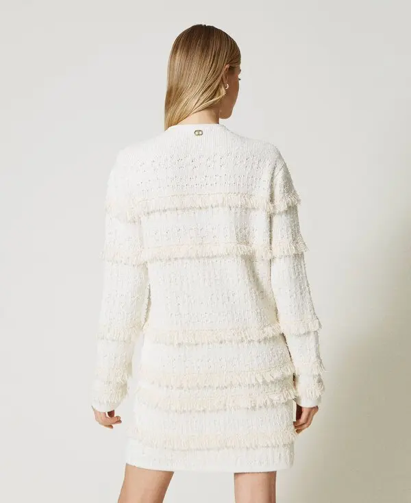 TWINSET Fringe Long Sleeve Cardigan Coat