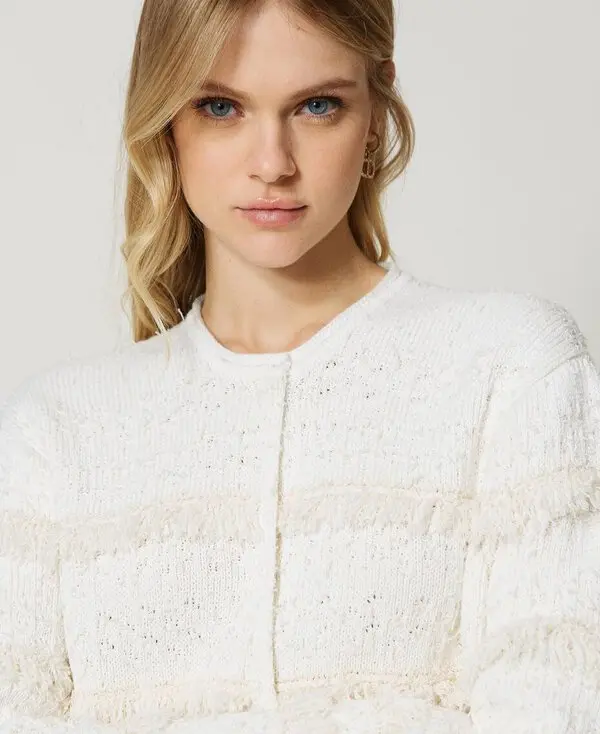 TWINSET Fringe Long Sleeve Cardigan Coat