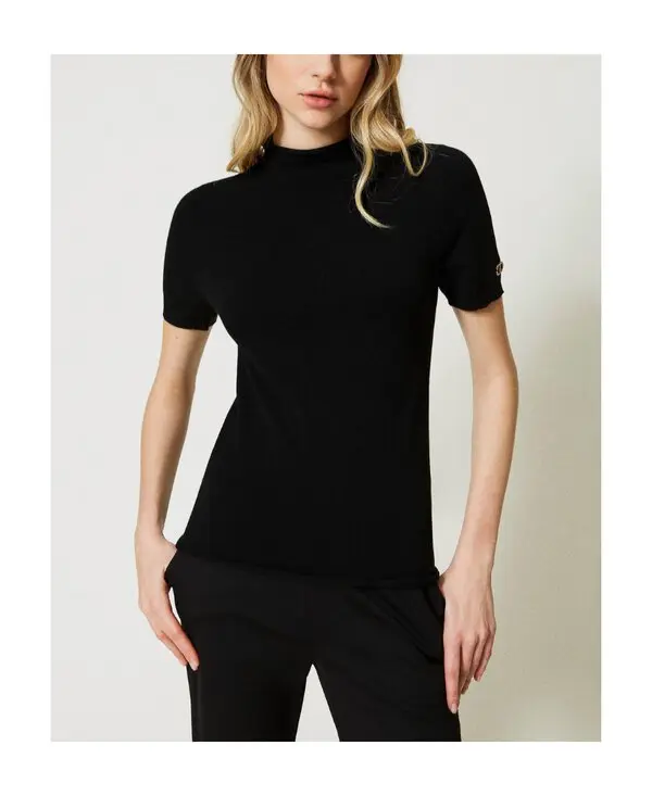 TWINSET Logo-plaque High-neck Jumper - Black