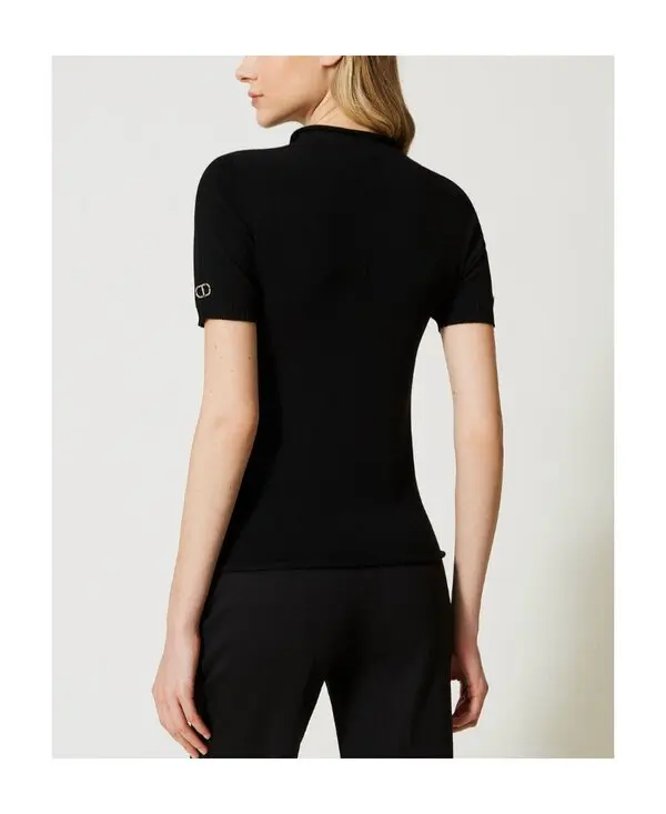 TWINSET Logo-plaque High-neck Jumper - Black