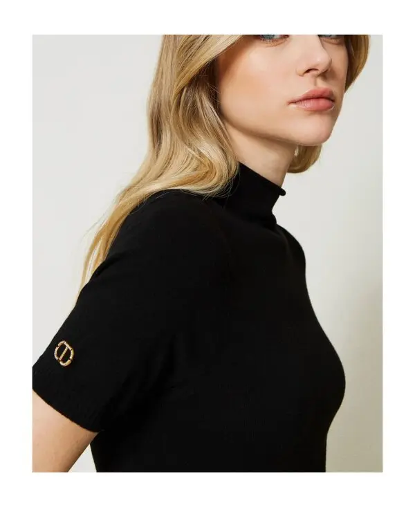 TWINSET Logo-plaque High-neck Jumper - Black