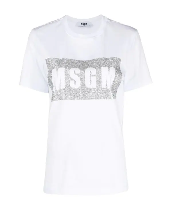 MSGM Logo-print Glitter T-shirt