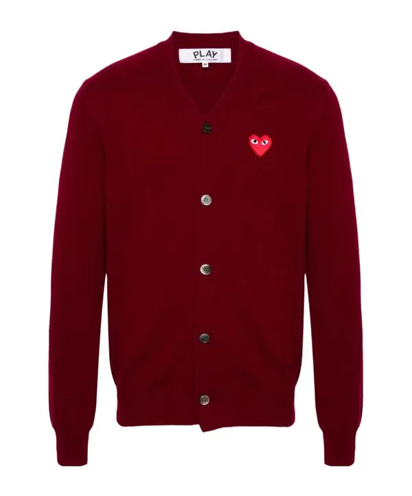 Play Comme Des Garcon V-neck Wool Cardigan