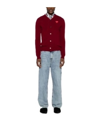 Play Comme Des Garcon V-neck Wool Cardigan