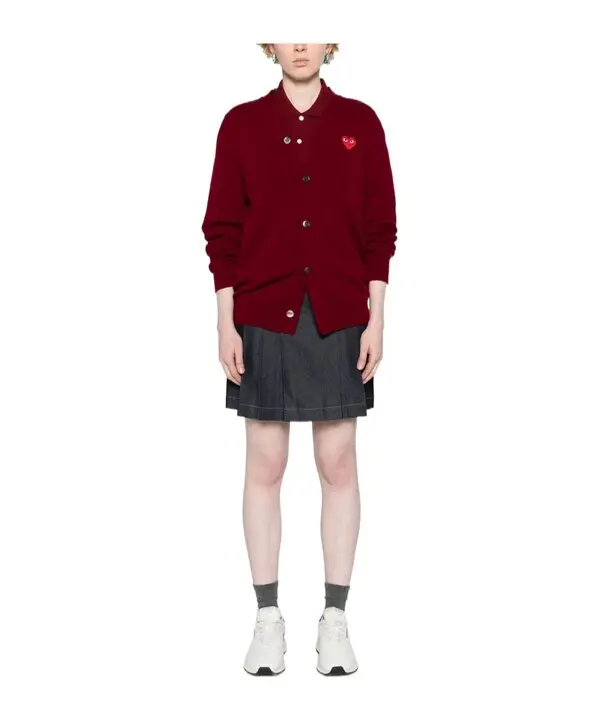 Play Comme Des Garcon V-neck Wool Cardigan