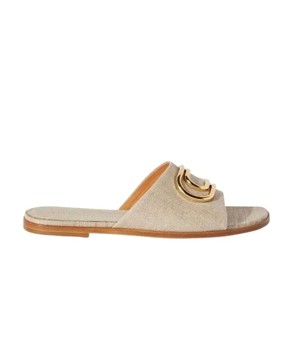 Off-White Logo-plaque Linen Slides