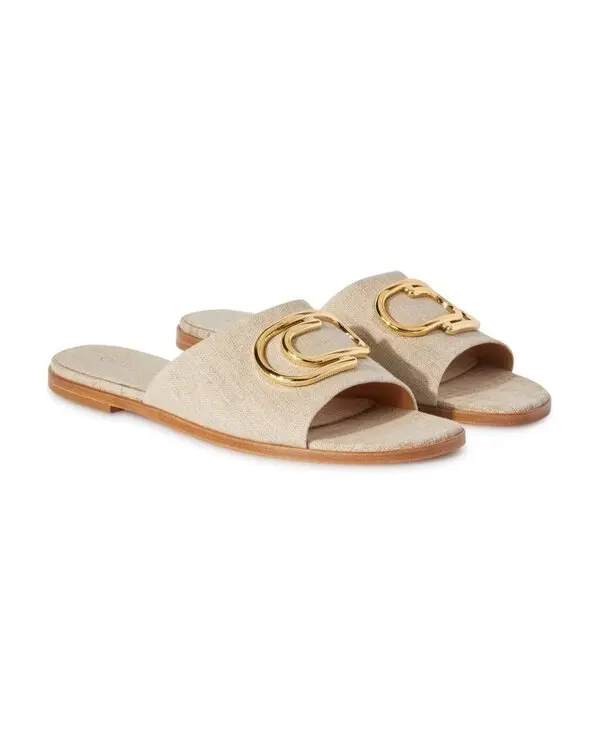 Off-White Logo-plaque Linen Slides