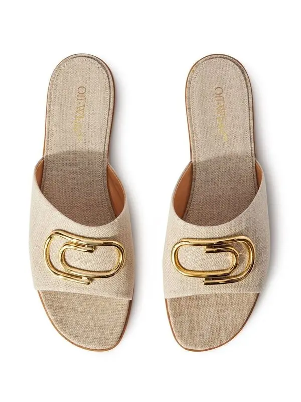 Off-White Logo-plaque Linen Slides