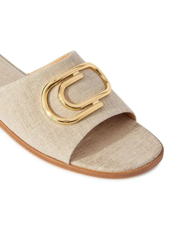 Off-White Logo-plaque Linen Slides