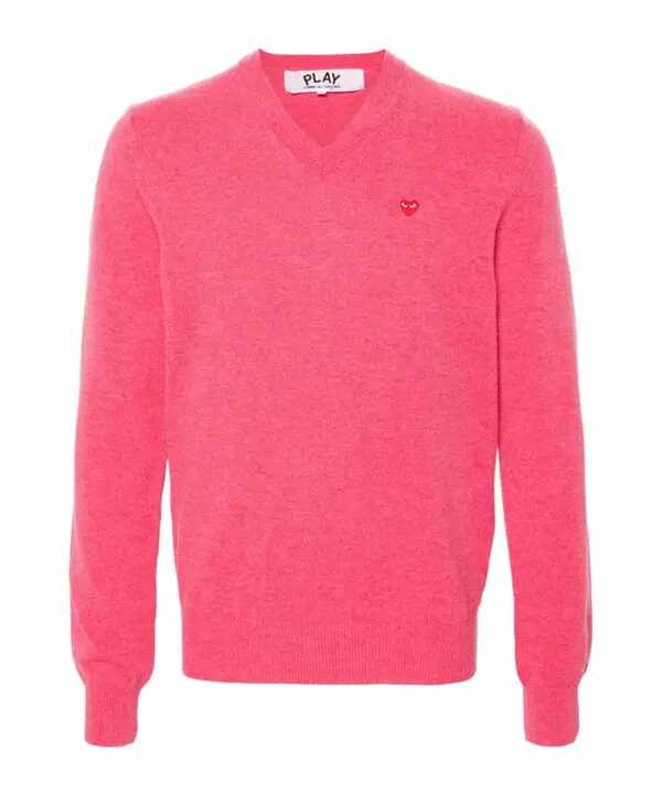 Play Comme Des Garcon Heart-patch Wool Jumper