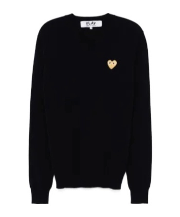 Play Comme Des Garcon Heart Appliqué Hoodie - Black