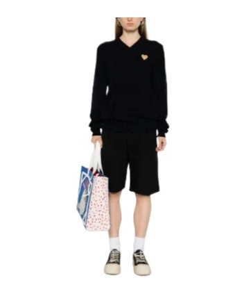 Play Comme Des Garcon Heart Appliqué Hoodie - Black