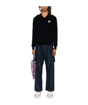 Play Comme Des Garcon Heart Appliqué Hoodie - Black