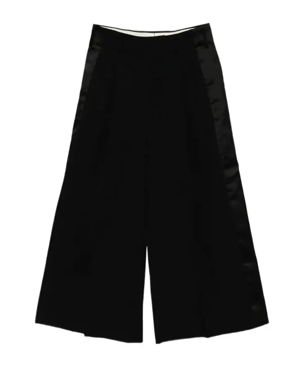 Comme Des Garçons Satin-panelled Pleated Trousers - Black
