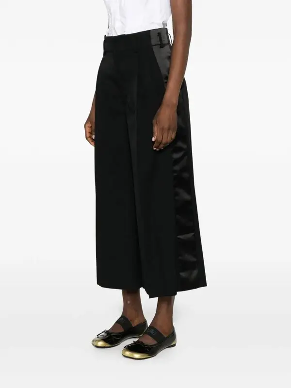 Comme Des Garçons Satin-panelled Pleated Trousers