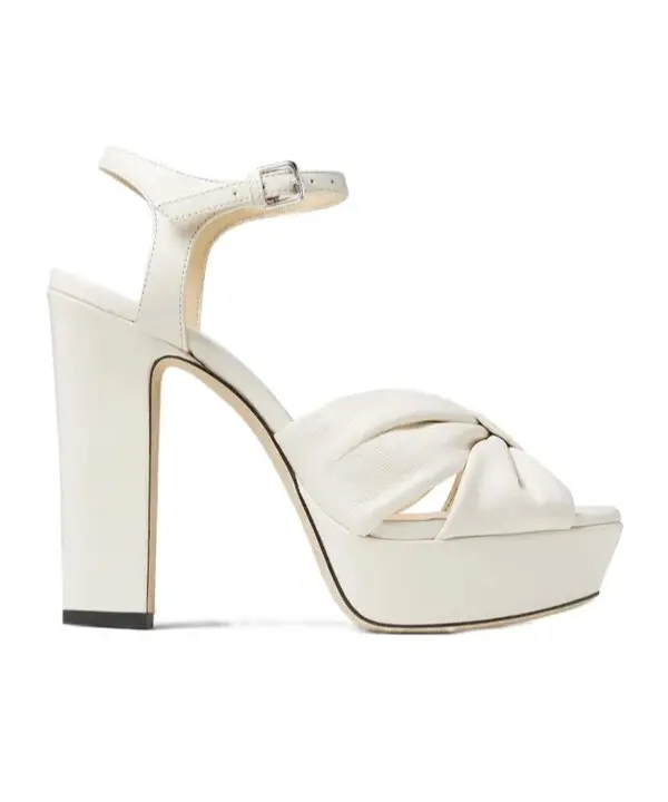 JIMMY CHOO Thick Square High Heel Sandals - White
