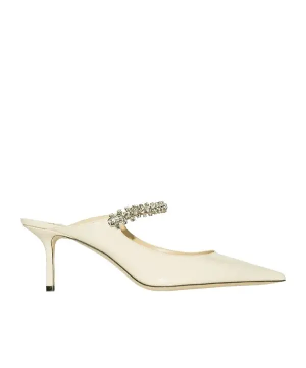 JIMMY CHOO Crystal-embellished Leather Mules