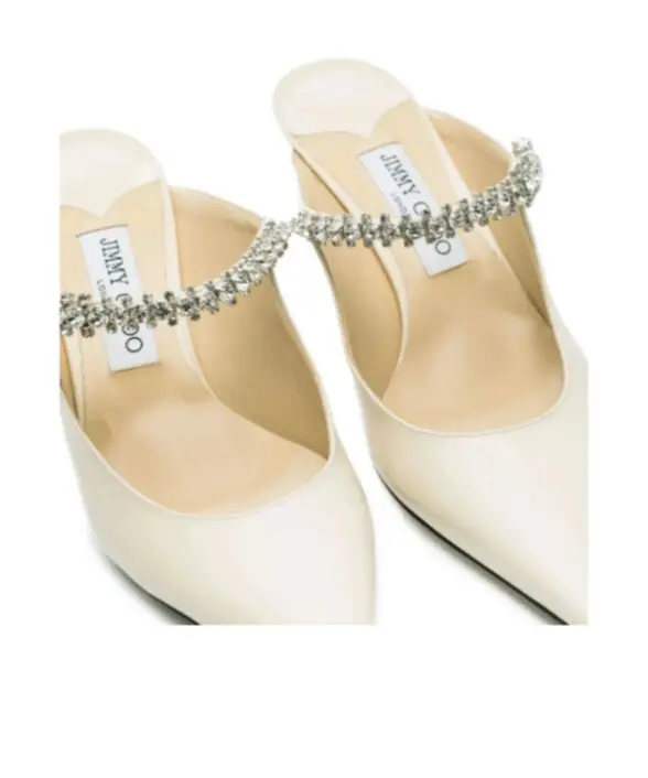 JIMMY CHOO Crystal-embellished Leather Mules