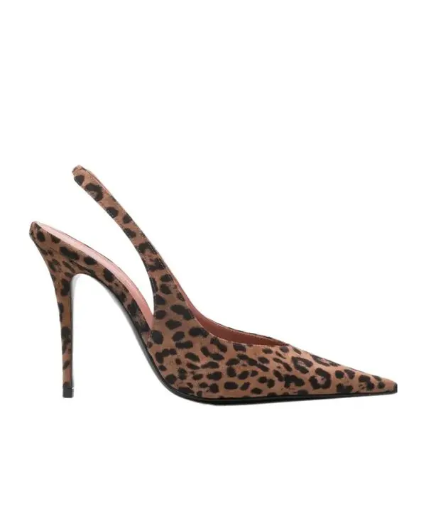 Amina Muaddi Leopard Print High Heels
