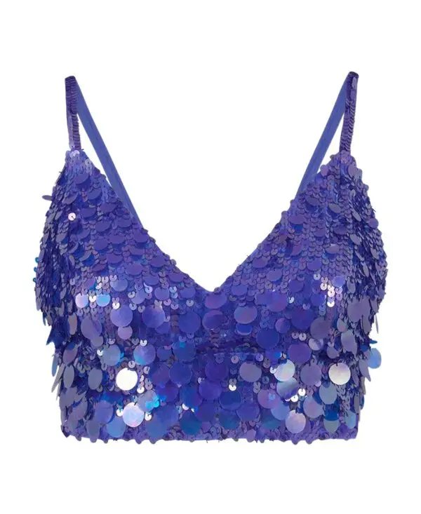 P.a.r.o.s.h V-neck Sequin Embellished Crop Top
