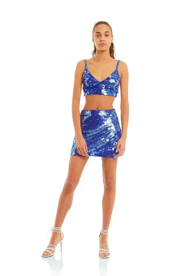 P.a.r.o.s.h V-neck Sequin Embellished Crop Top