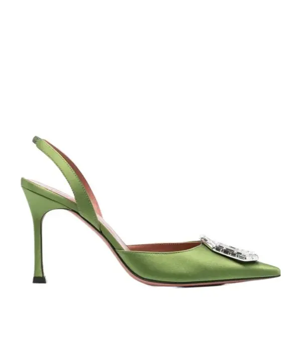 Amina Muaddi Crystal-embellished Buckle High Heels