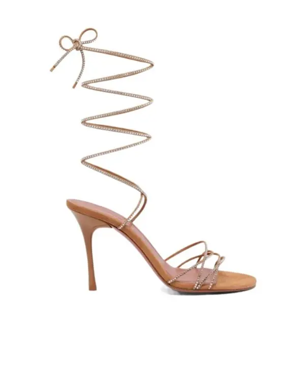 Amina Muaddi Crystal-embellished Tie-up Sandals