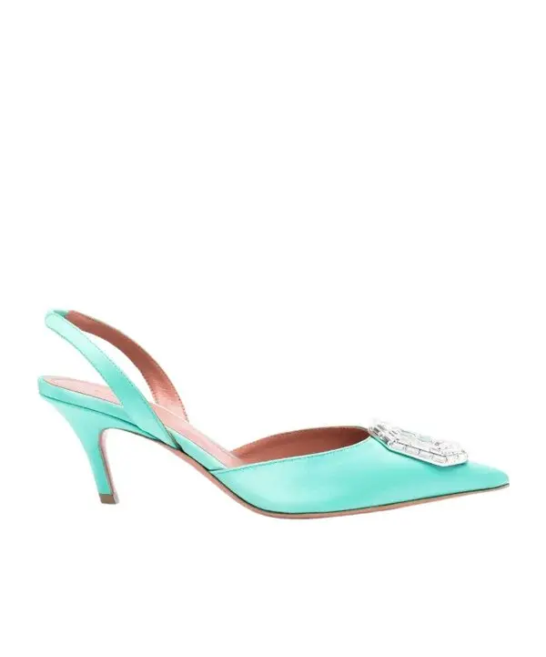 Amina Muaddi Satin Crystal-embellished Pumps