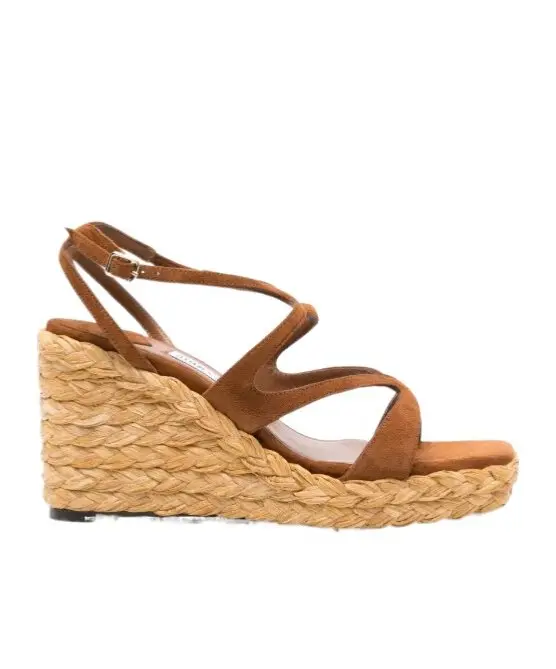 JIMMY CHOO Woven Wedge Platform Sandals