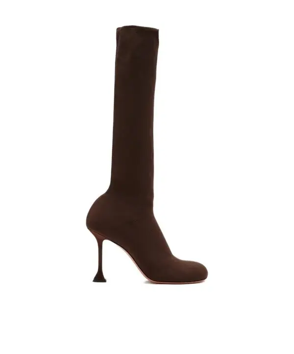 Amina Muaddi Suede Heel Counter Stiletto Heel Boots