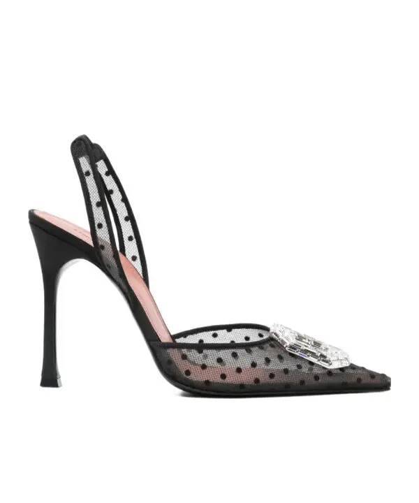 Amina Muaddi Lace Polka Dot High Heels