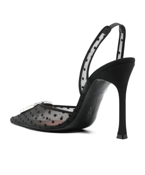 Amina Muaddi Lace Polka Dot High Heels