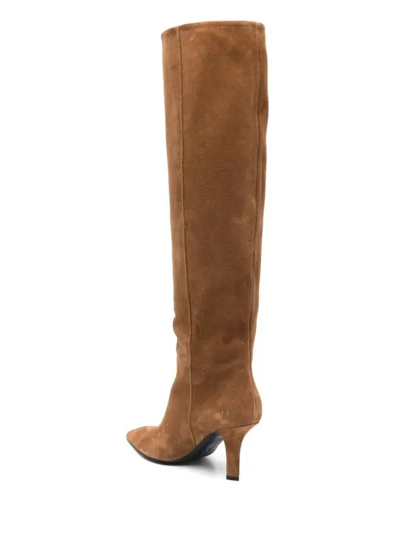 Amina Muaddi Brenda 80 Suede Calfskin Knee-high Boots