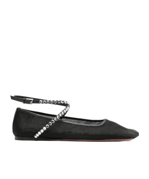 Amina Muaddi Ane Mesh Ballerina - Black