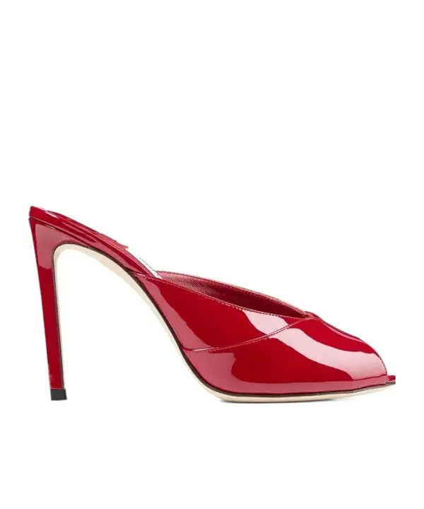 JIMMY CHOO Patent Leather Open-toe Mules - Red