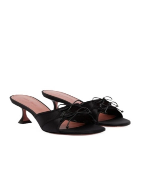 Amina Muaddi Bow Silk Sandals