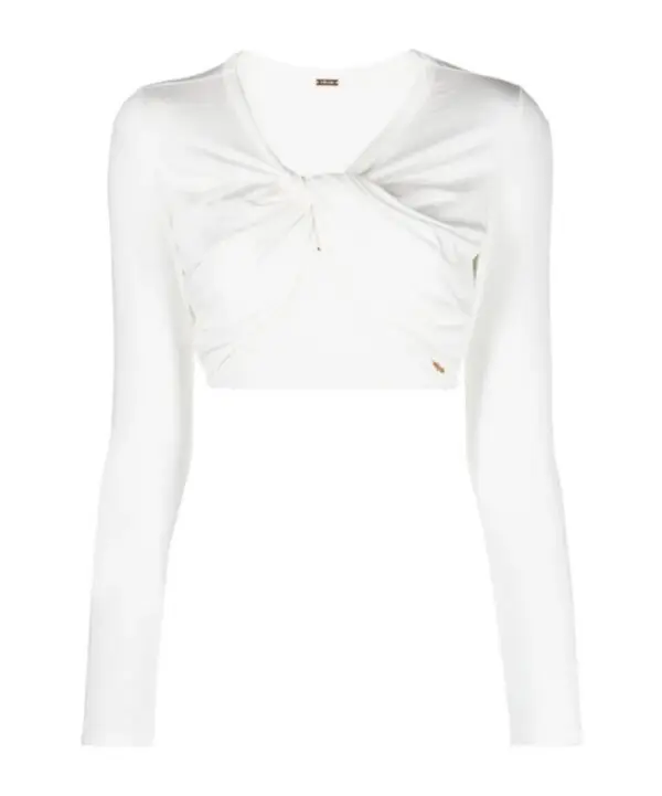 Cult Gaia Swirling Pleat Detail Cropped Top - White