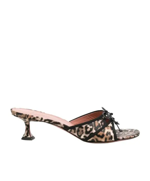 Amina Muaddi Eleonora Leopard Print Lace-up Mules