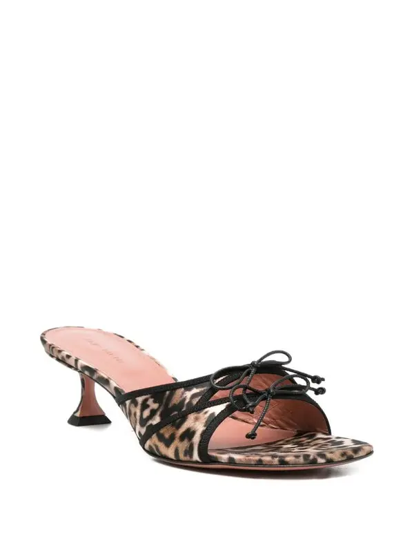 Amina Muaddi Eleonora Leopard Print Lace-up Mules