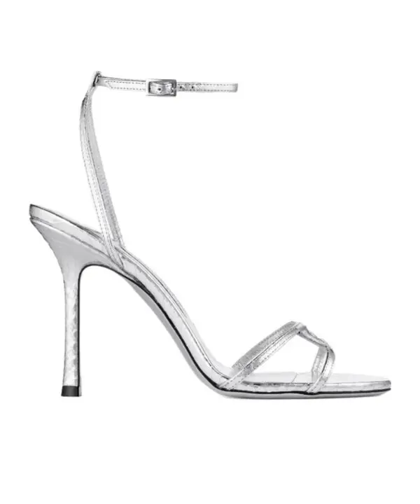 JIMMY CHOO Silver Thin Strap High-heel Sandals