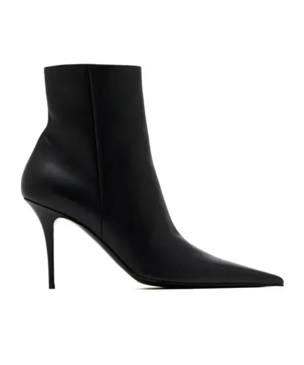 Amina Muaddi Stiletto Leather Boots - Black