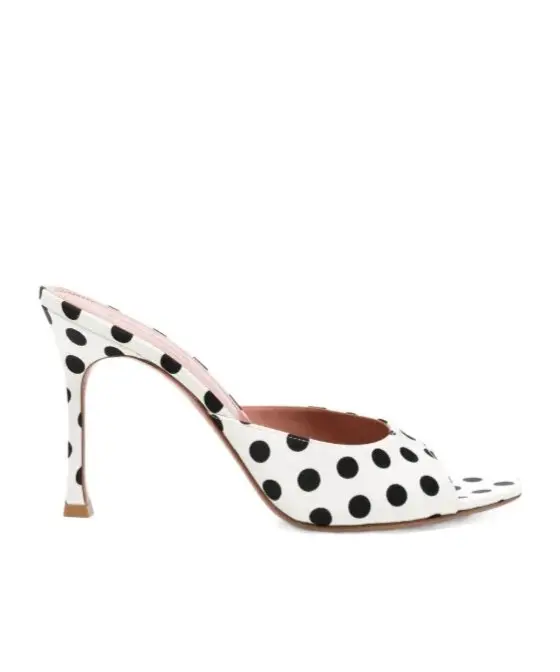 Amina Muaddi Polka Dot Sandals - White