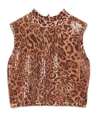 TWINSET Leopard-print Sequin-embellished Top