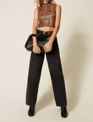 TWINSET Leopard-print Sequin-embellished Top