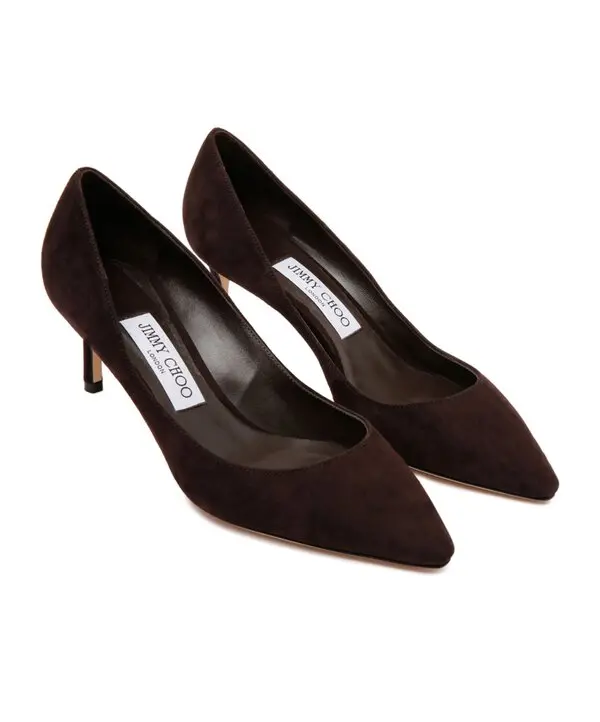 JIMMY CHOO 85mm Pointed-toe Suede Pumps - Coffee
