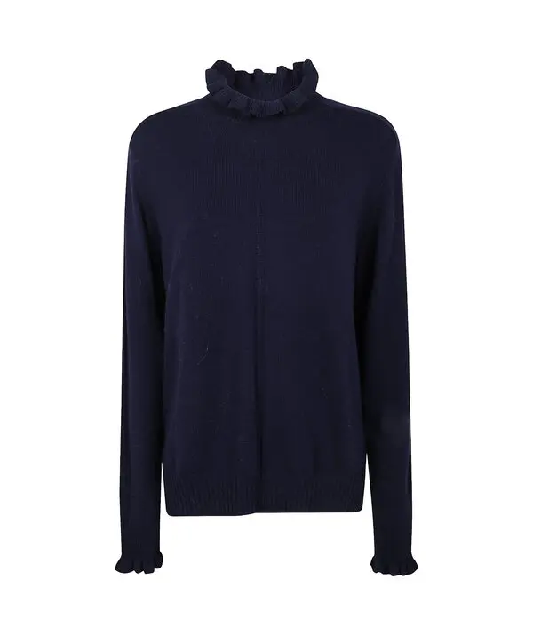 TWINSET Ruched Cuff High Neck Knitted Jumper