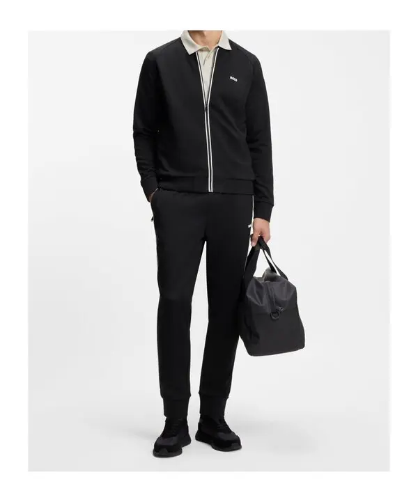 Hugo Boss Triangle-jacquard Zip-up Sweatshirt With Rubberised Logo