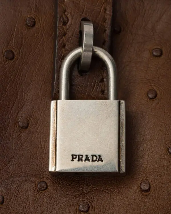 Prada Antiqued Ostrich Leather Mini-bag - Tobacco