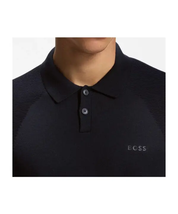 Hugo Boss Cotton-blend Knit Polo With Bodymapping Structure
