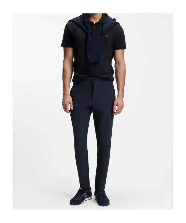 Hugo Boss Cotton-blend Knit Polo With Bodymapping Structure